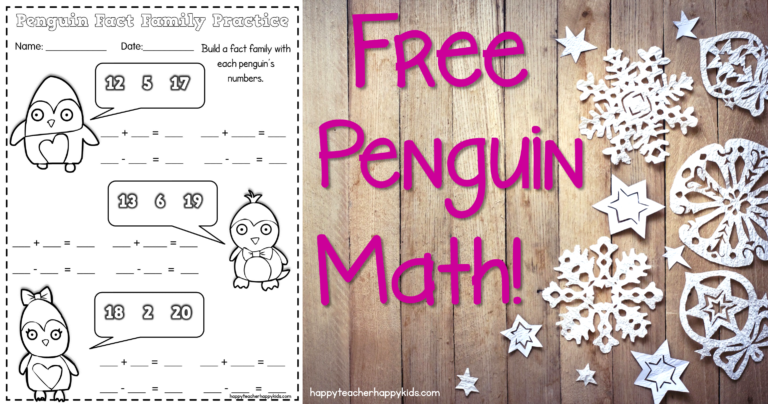 Penguin Math Craft - Practicing Fact Families in First Grade - Happy ...