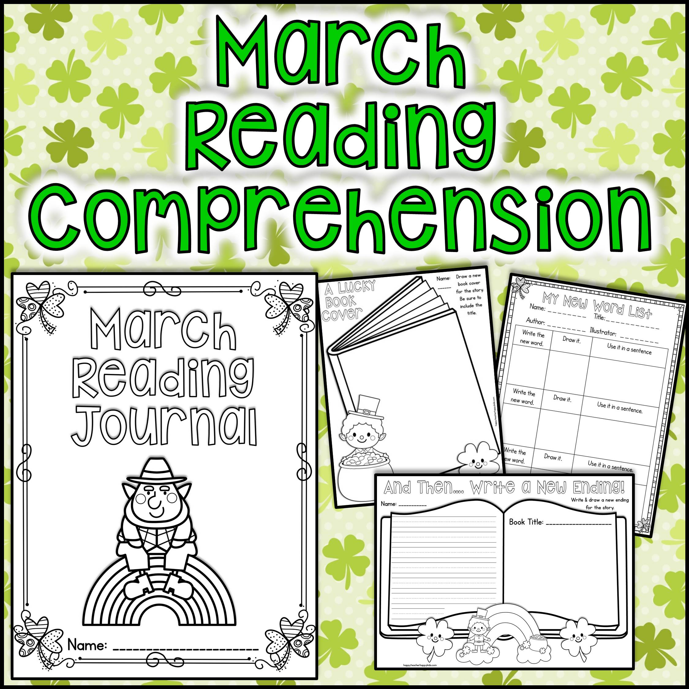 2015 March Reading Comprehension Activities Square Cover - Happy Teacher, Happy Kids
